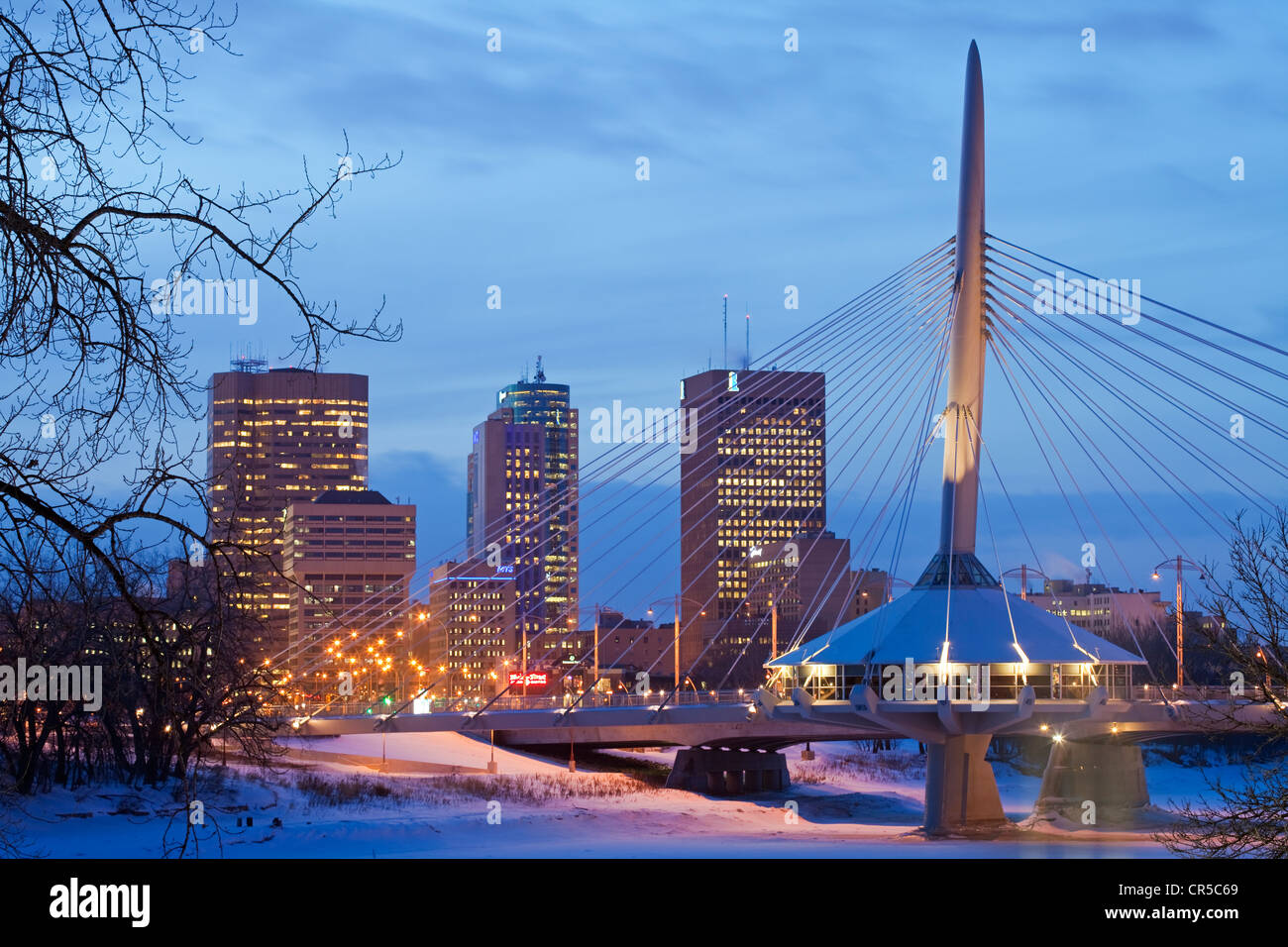 Canada, Manitoba Province, Winnipeg, downtown and Provencher Bridge by ...