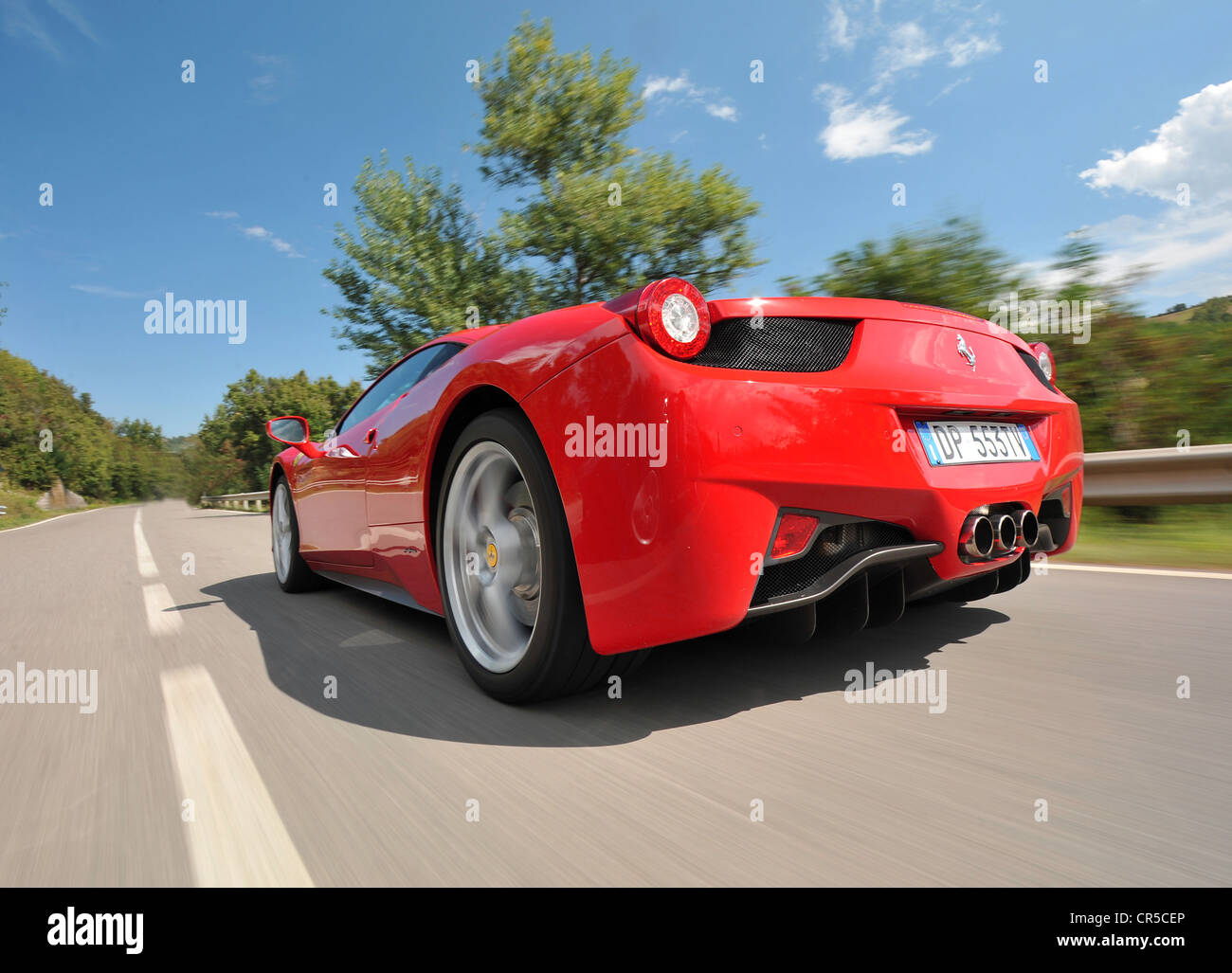 2011 Ferrari 458 Italia red Italian supercar in Modena driving Stock ...
