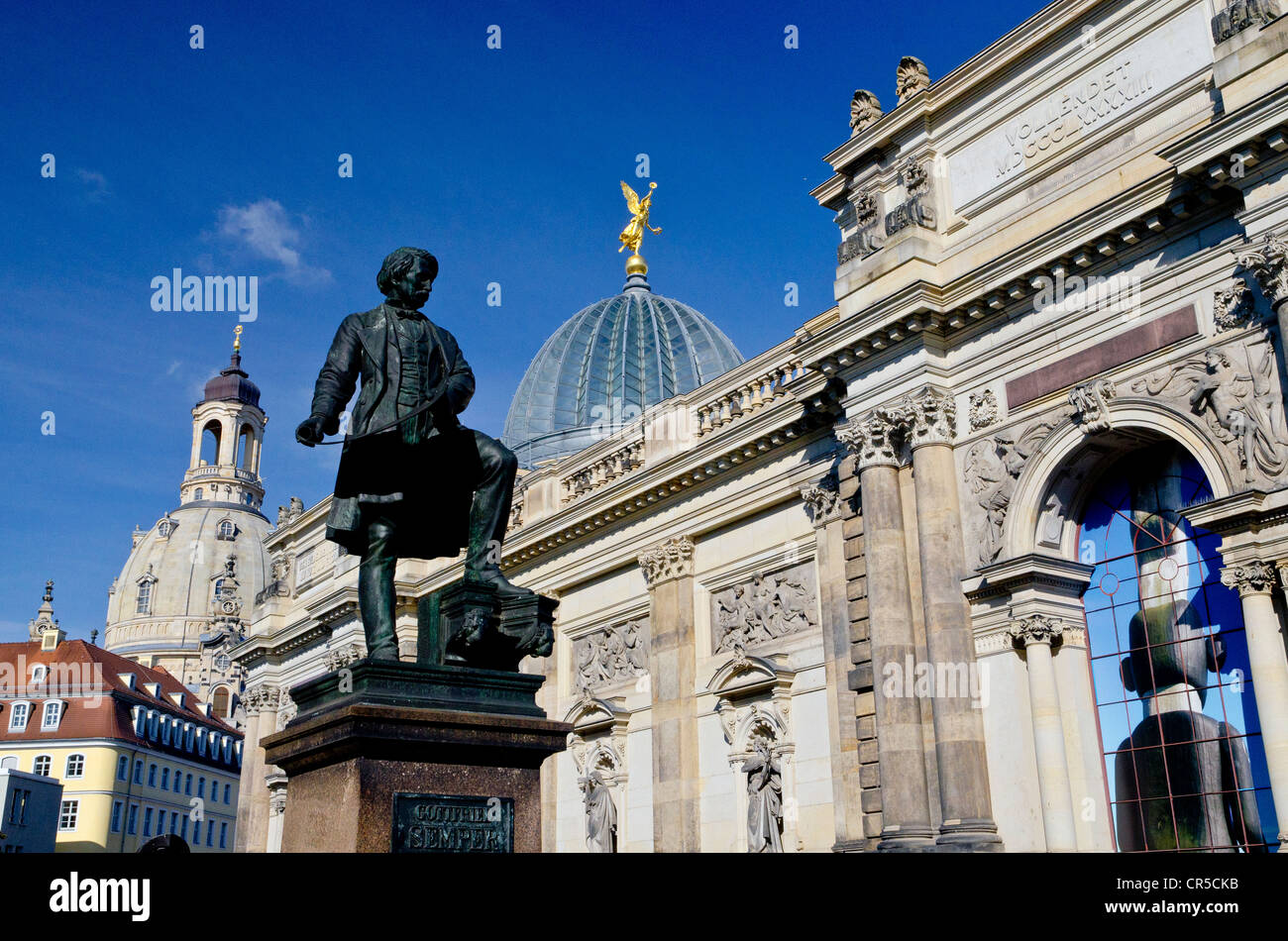 Memorial to Gottfried Semper, the architect of the Semperoper opera, as ...