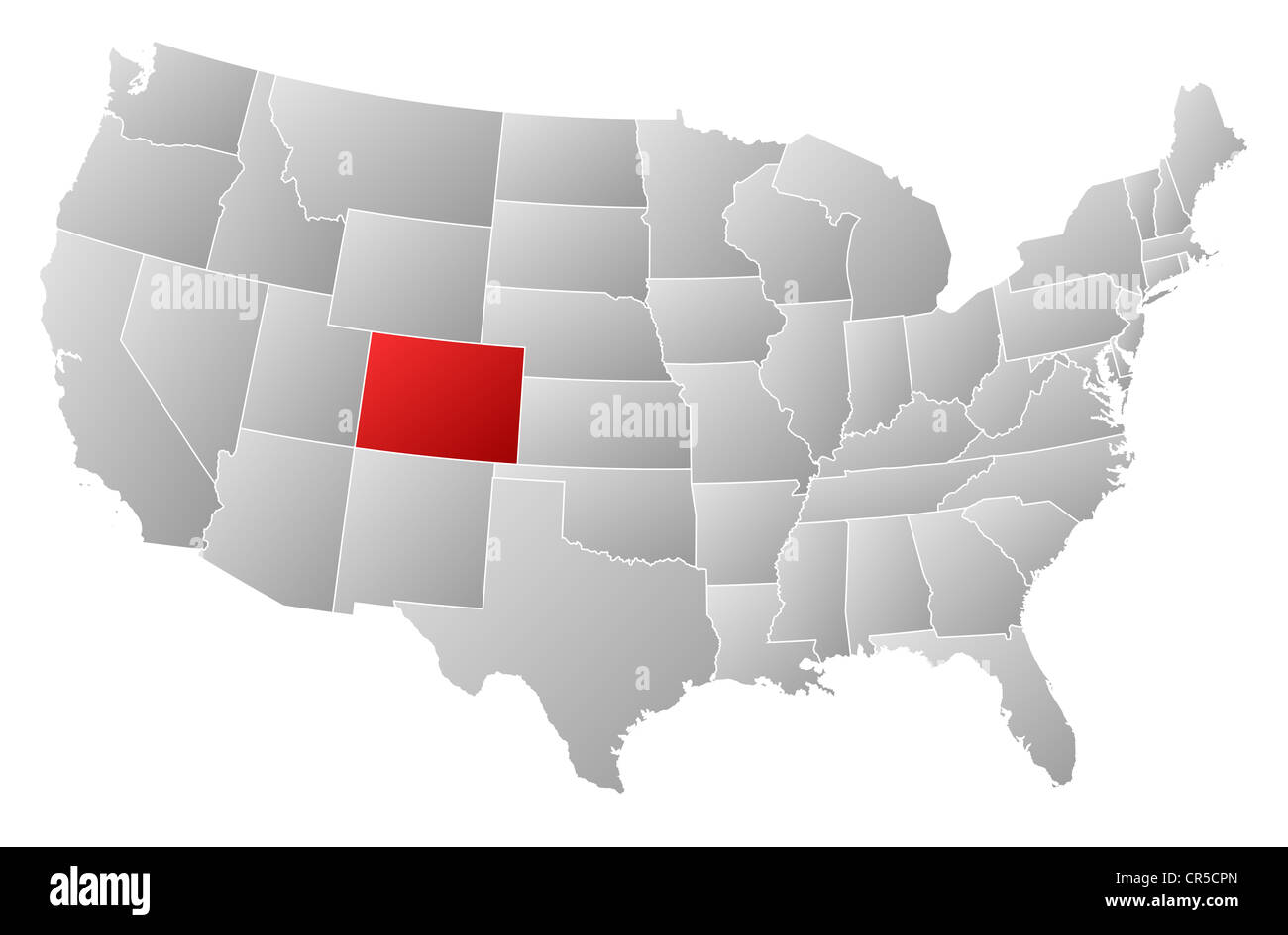 Political map of United States with the several states where Colorado ...
