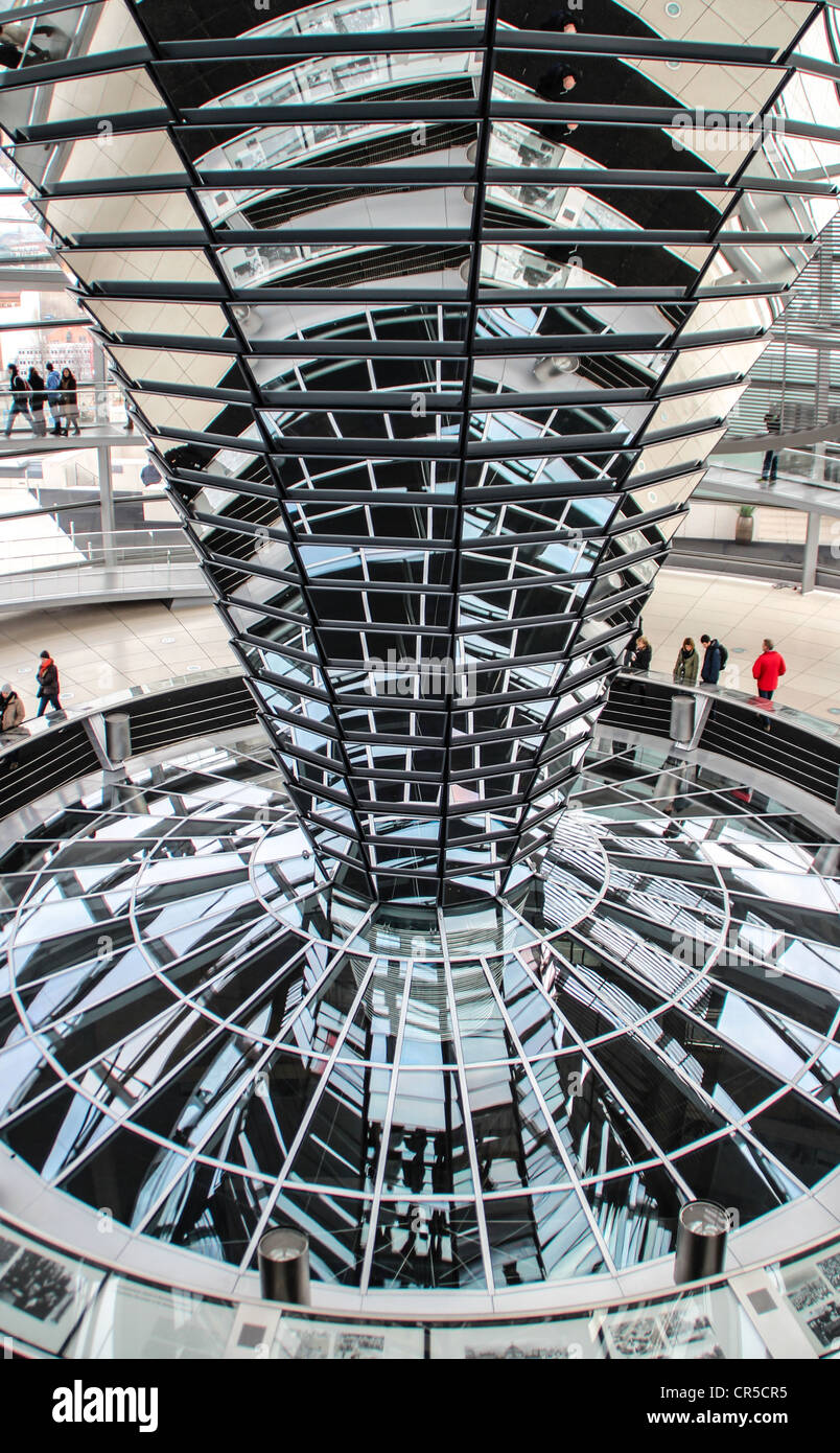 The steel and glass dome of the Reichstag building in Berlin, Germany ...