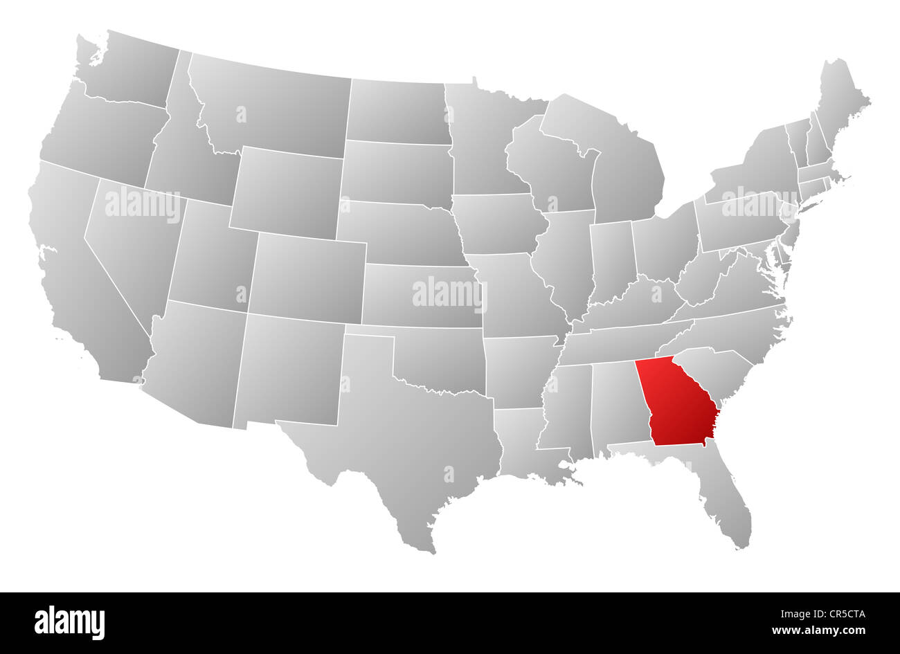 Political map of United States with the several states where Georgia is ...