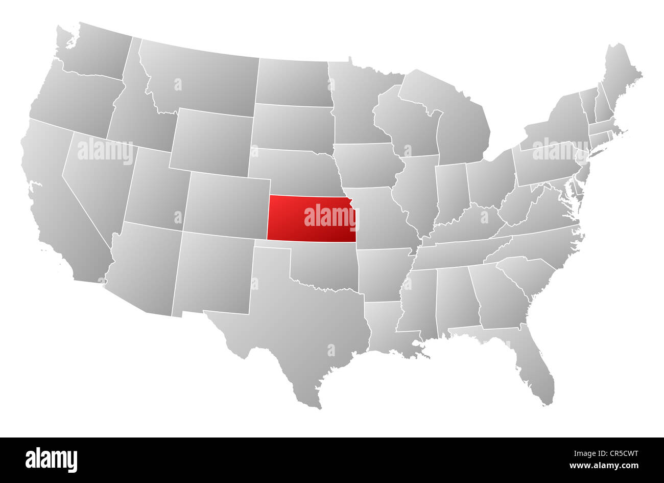 Political map of United States with the several states where Kansas is ...