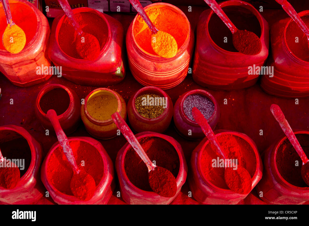 Colour powder, used mainly for religious reasons, Kolkata, West Bengal ...