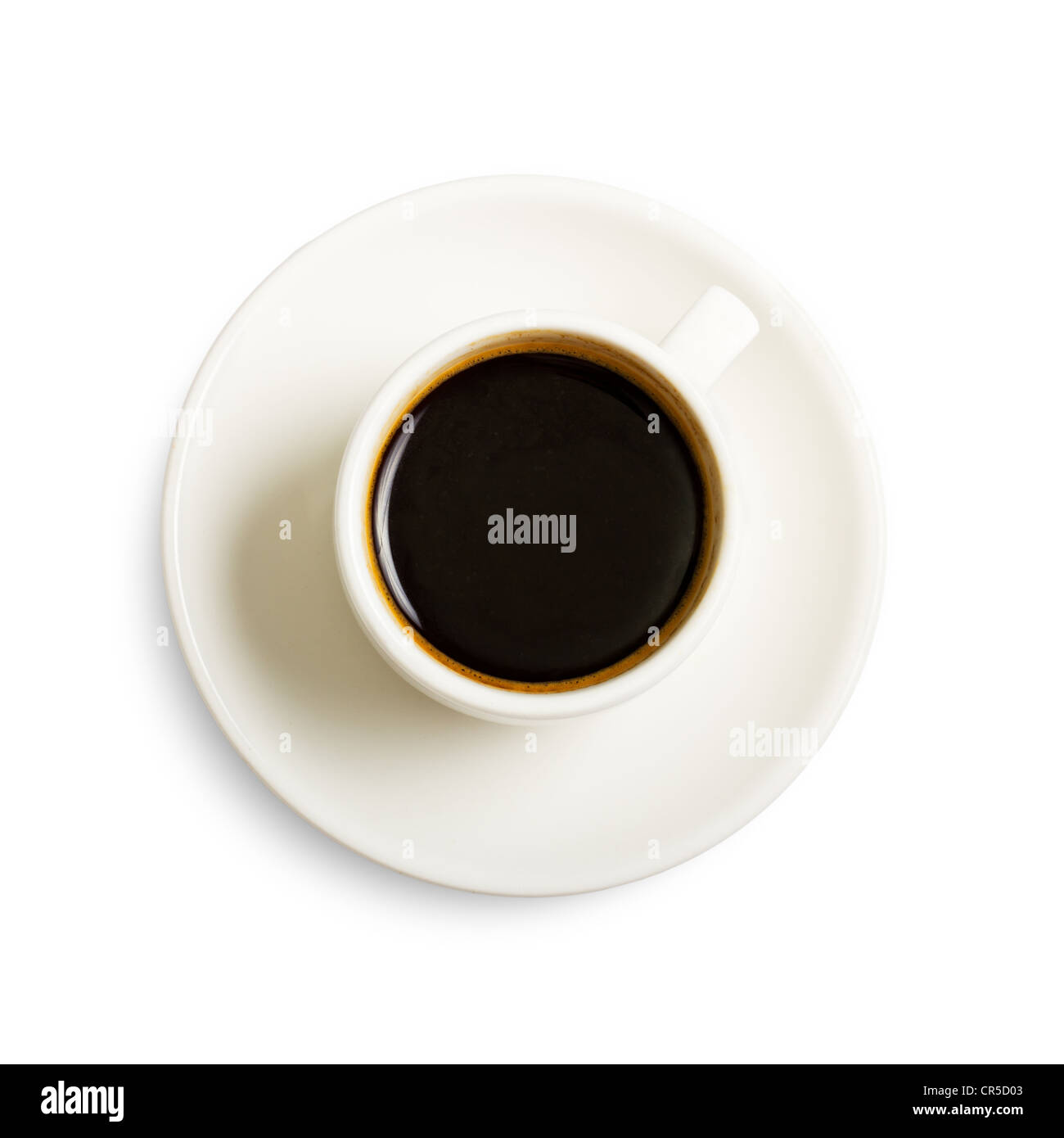 Cup of coffee on white with shadow, top view Stock Photo - Alamy