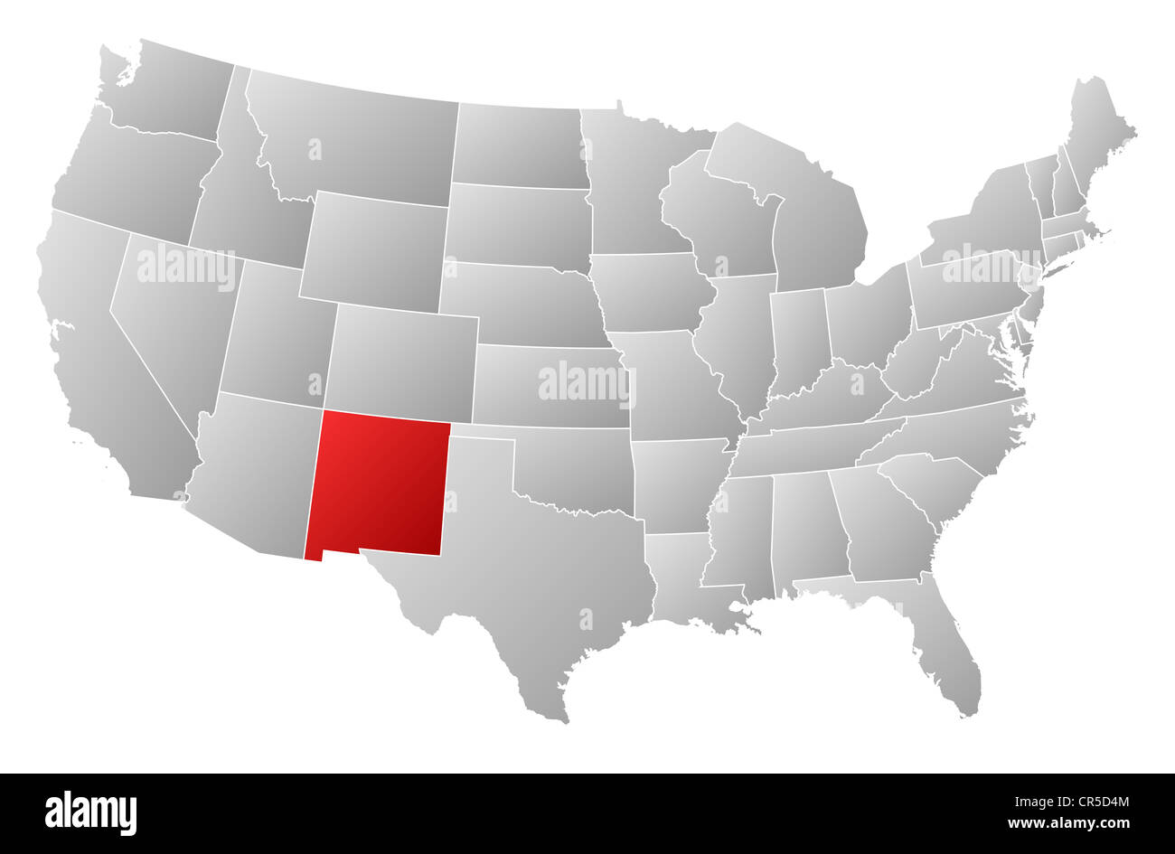 Political map of United States with the several states where New Mexico ...