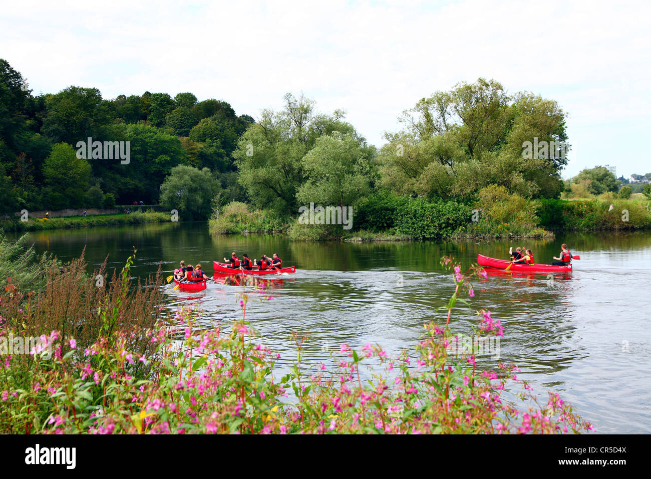 River Ruhr, canoe's on the river, touring, Essen, Germany, Europe Stock ...