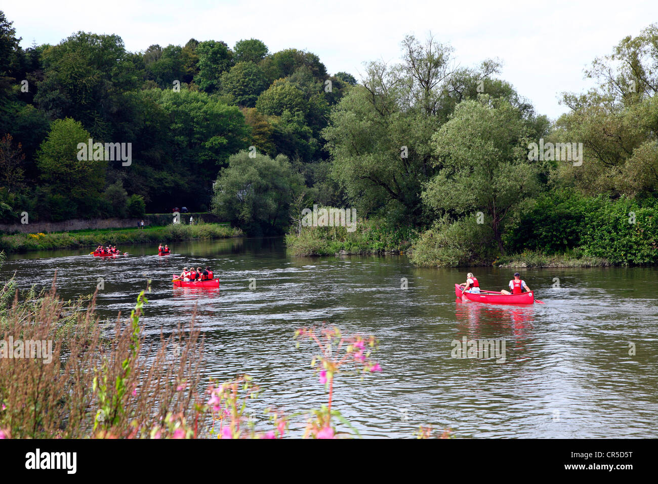 River Ruhr, canoe's on the river, touring, Essen, Germany, Europe Stock ...