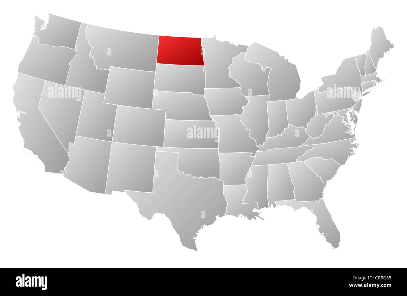 Political map of United States with the several states where North ...