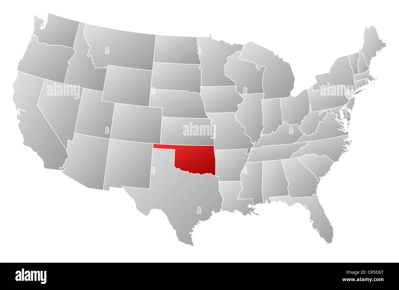 Political map of United States with the several states where Oklahoma ...
