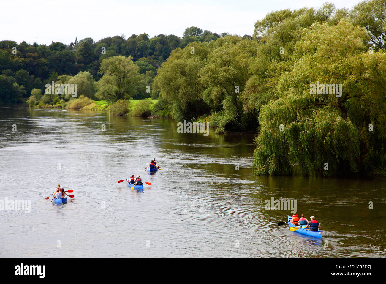 River Ruhr, canoe's on the river, touring, Essen, Germany, Europe Stock ...