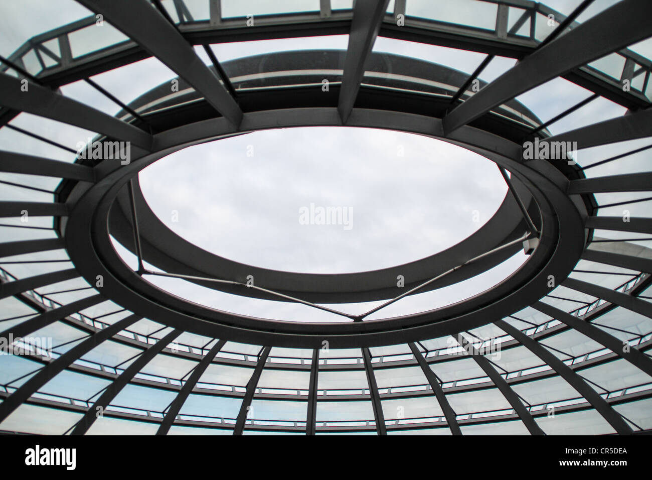 The steel and glass dome of the Reichstag building in Berlin, Germany ...