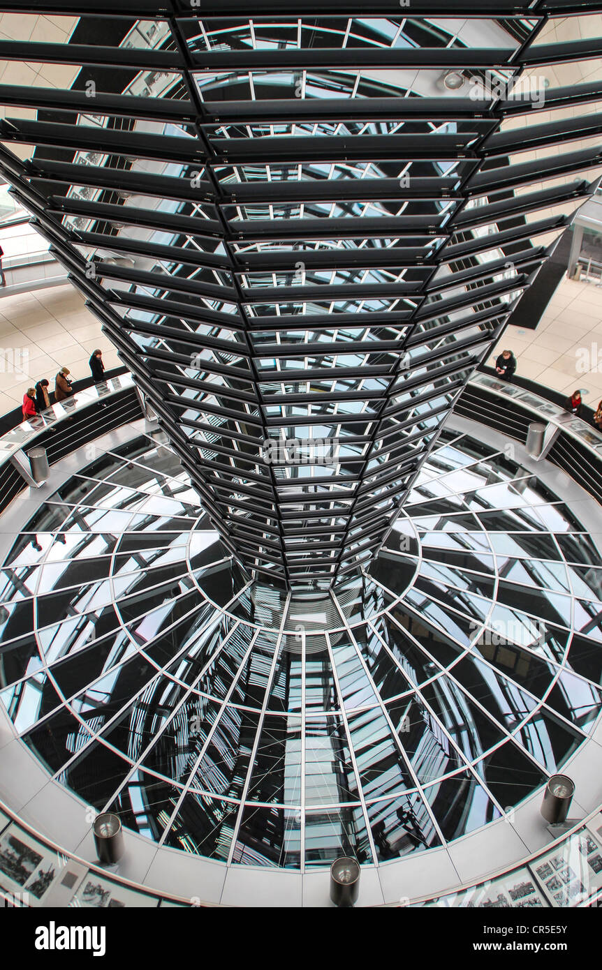The steel and glass dome of the Reichstag building in Berlin, Germany ...