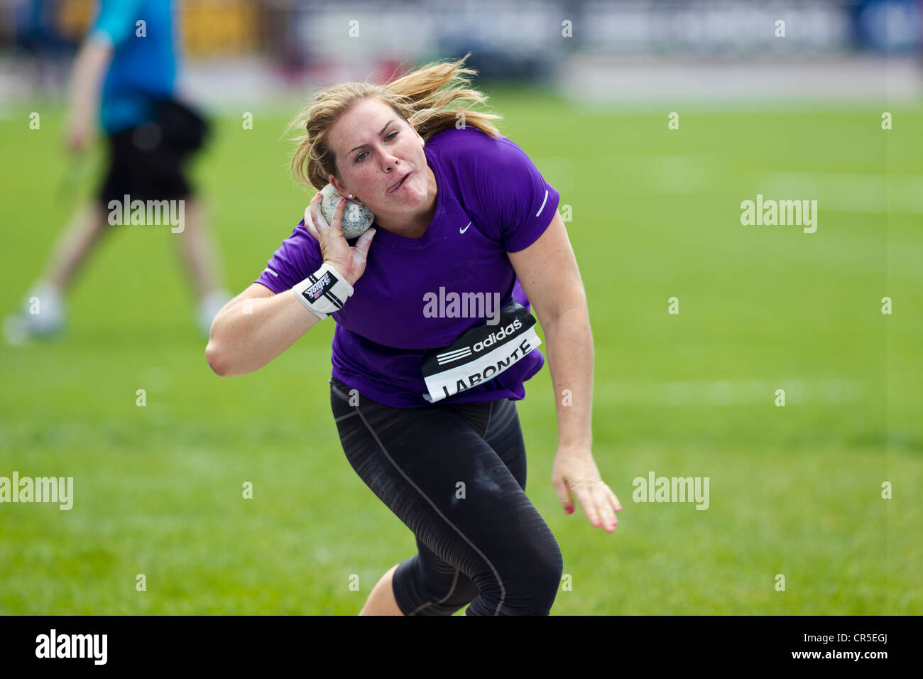 Julie Labonte (CAN) competing in the Women's Shot Put at the 2012 NYC ...