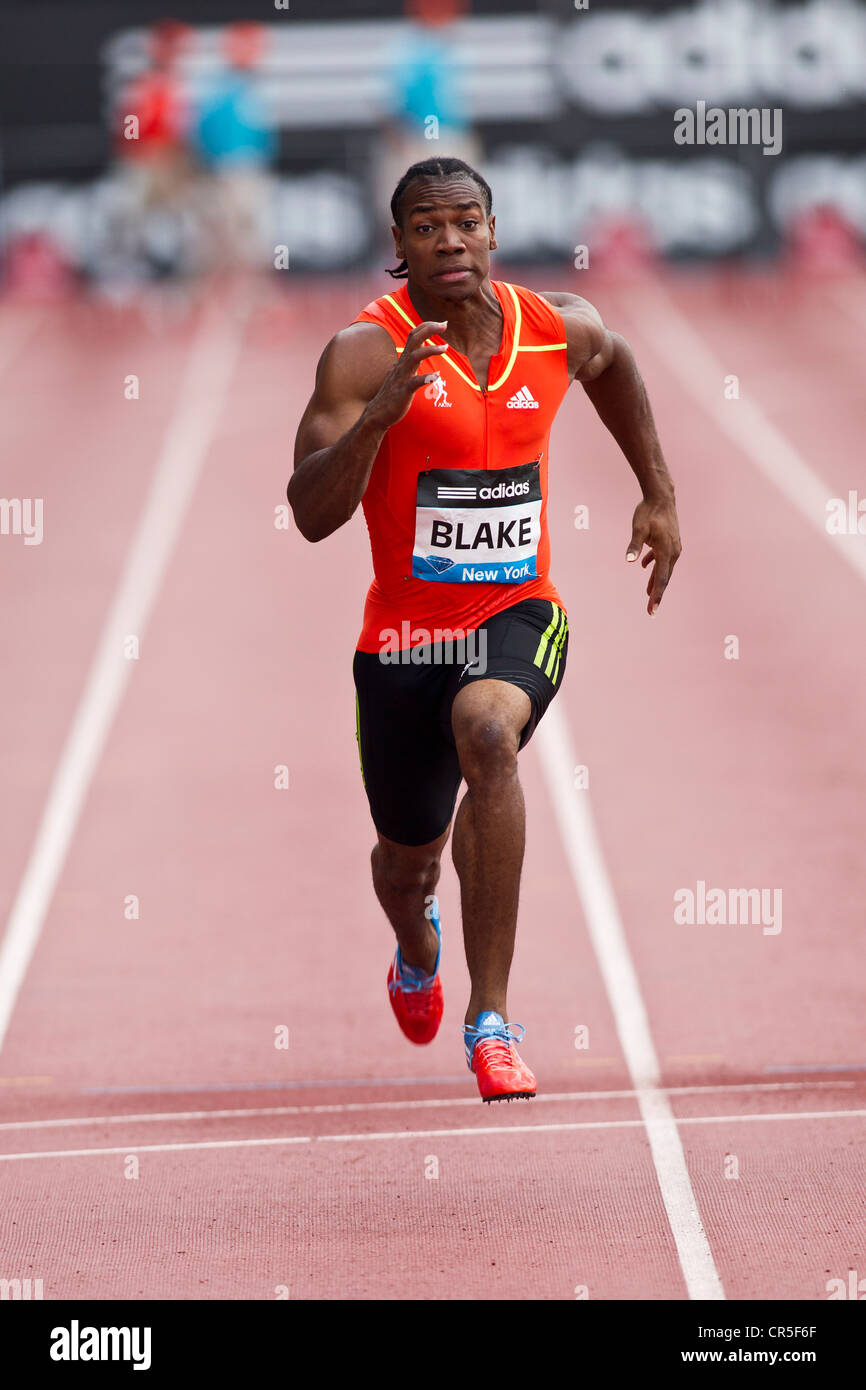 Yohan Blake (JAM), winning the Men's100m, at the 2012 NYC Grand Prix ...