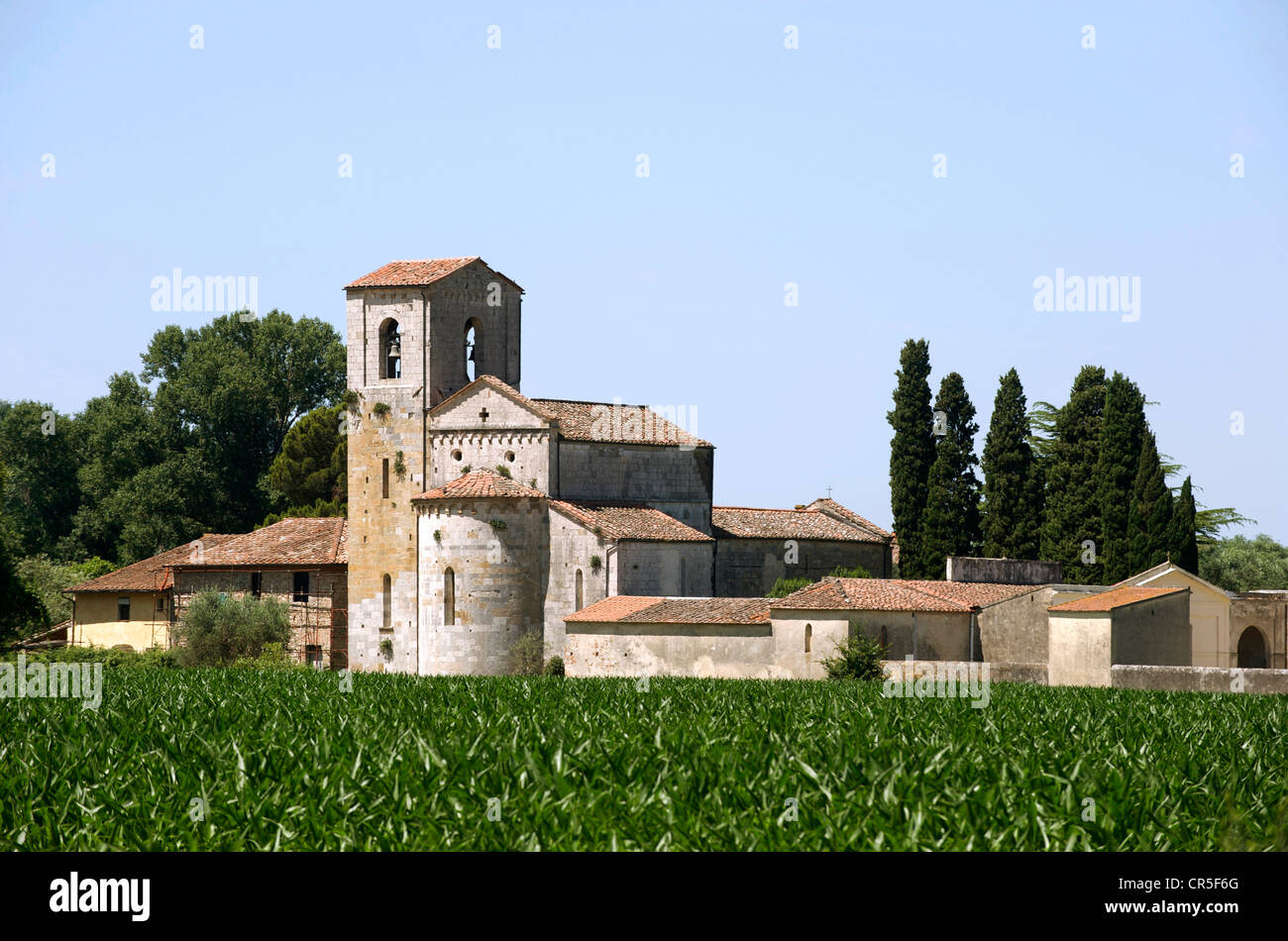 Italy, Tuscany, near Pisa, church at the bottom of Monte Pisano Stock ...