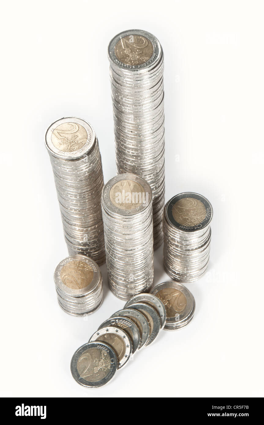 Stacked Euro Coins isolated on white background Stock Photo - Alamy