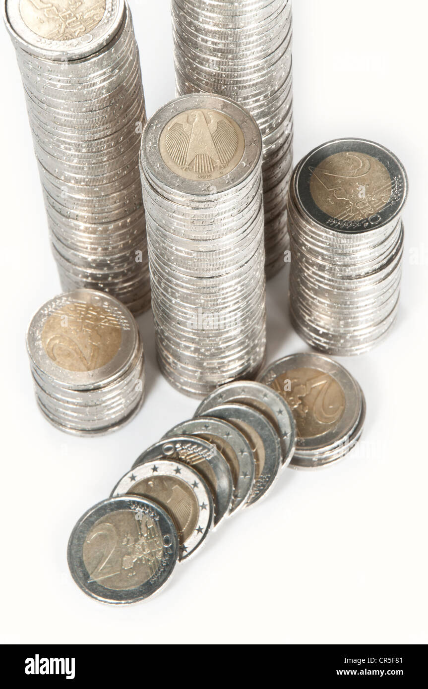 Stacked Euro Coins isolated on white background Stock Photo - Alamy