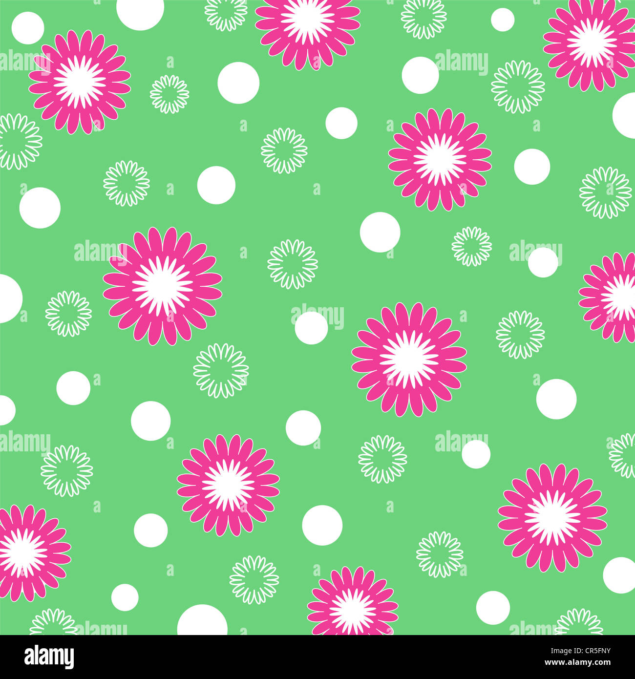 Seamless pink and white floral pattern on green Stock Photo - Alamy