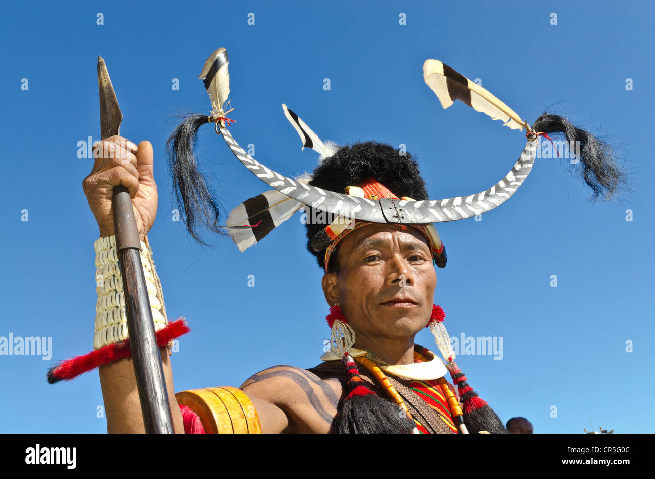 Zeliang warrior in full gear at the annual Hornbill Festival, Kohima ...
