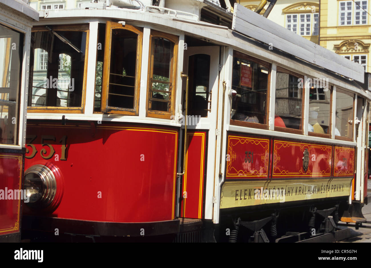 Red tram, Prague, Czech Republic Stock Photo - Alamy