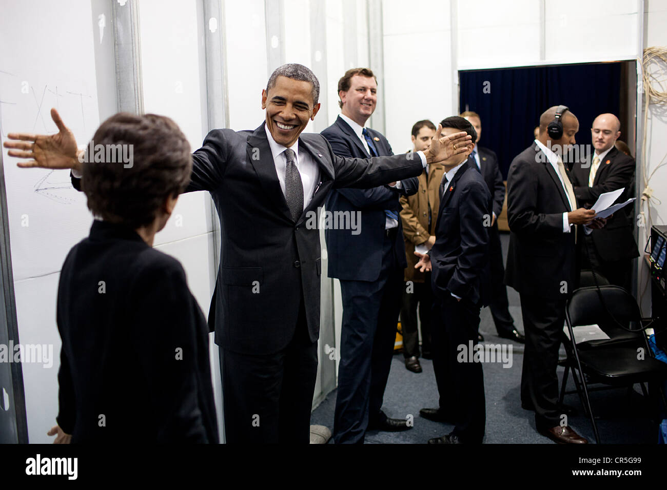 US President Barack Obama jokes with Senior Advisor Valerie Jarrett ...