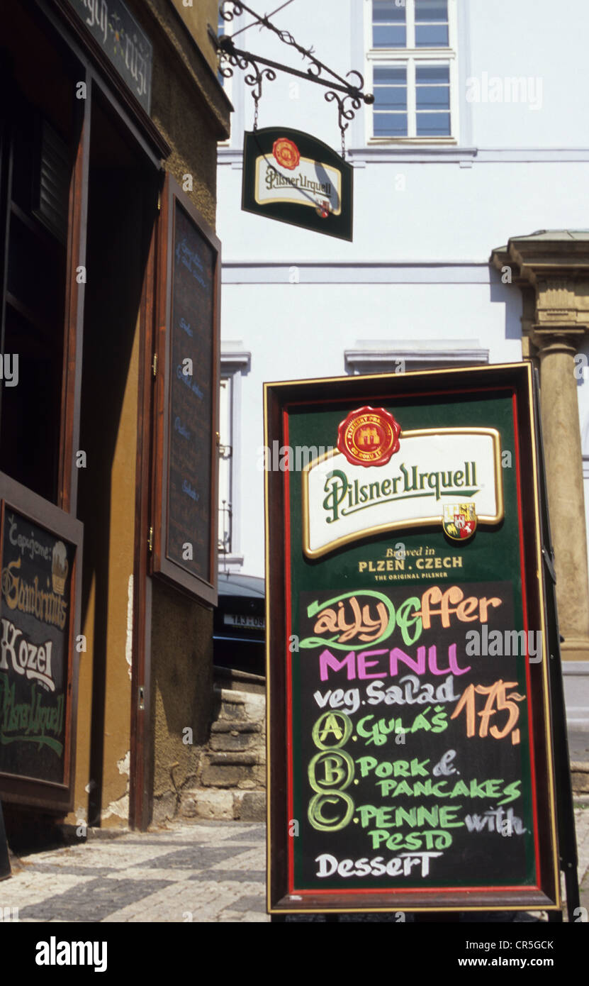 Pub menu, Prague, Czech Republic Stock Photo - Alamy