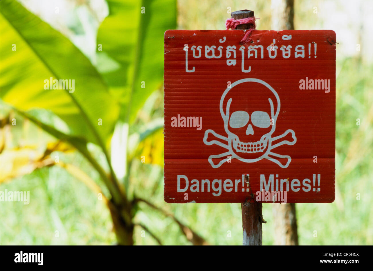 Landmines, warning sign, Siem Reap, Cambodia, Southeast Asia Stock ...