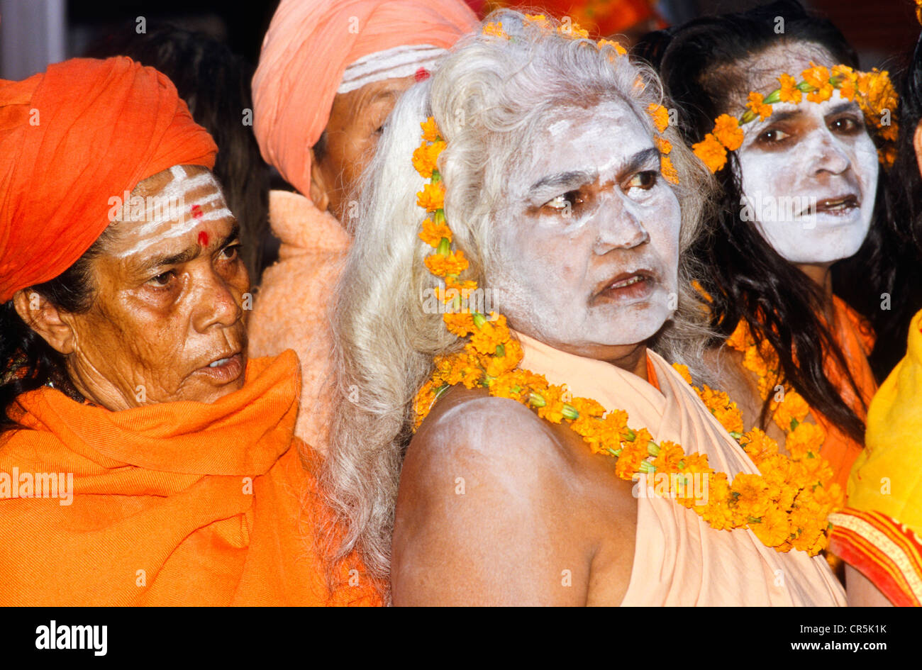 Sadhvis, female ascetics, rarely seen in India, Varanasi, Uttar Pradesh ...