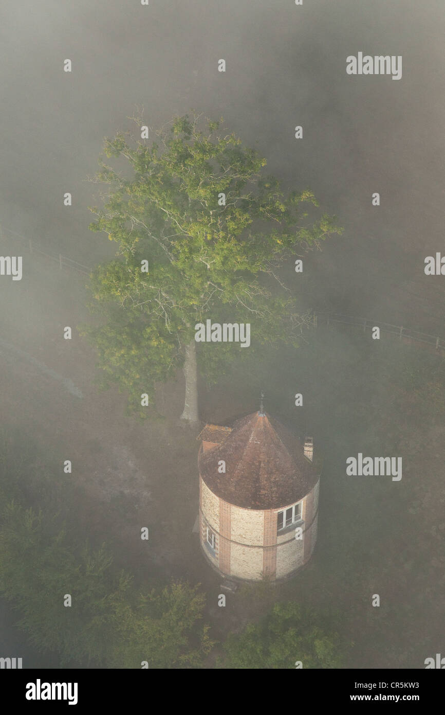 France, Orne, Courmenil, pigeon house of the castle (aerial view Stock ...