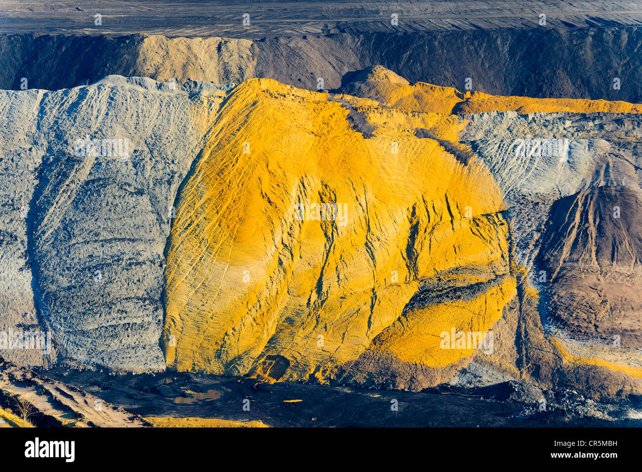 Soil on the refilled open-face mine, Tagebau Garzweiler open pit mine ...