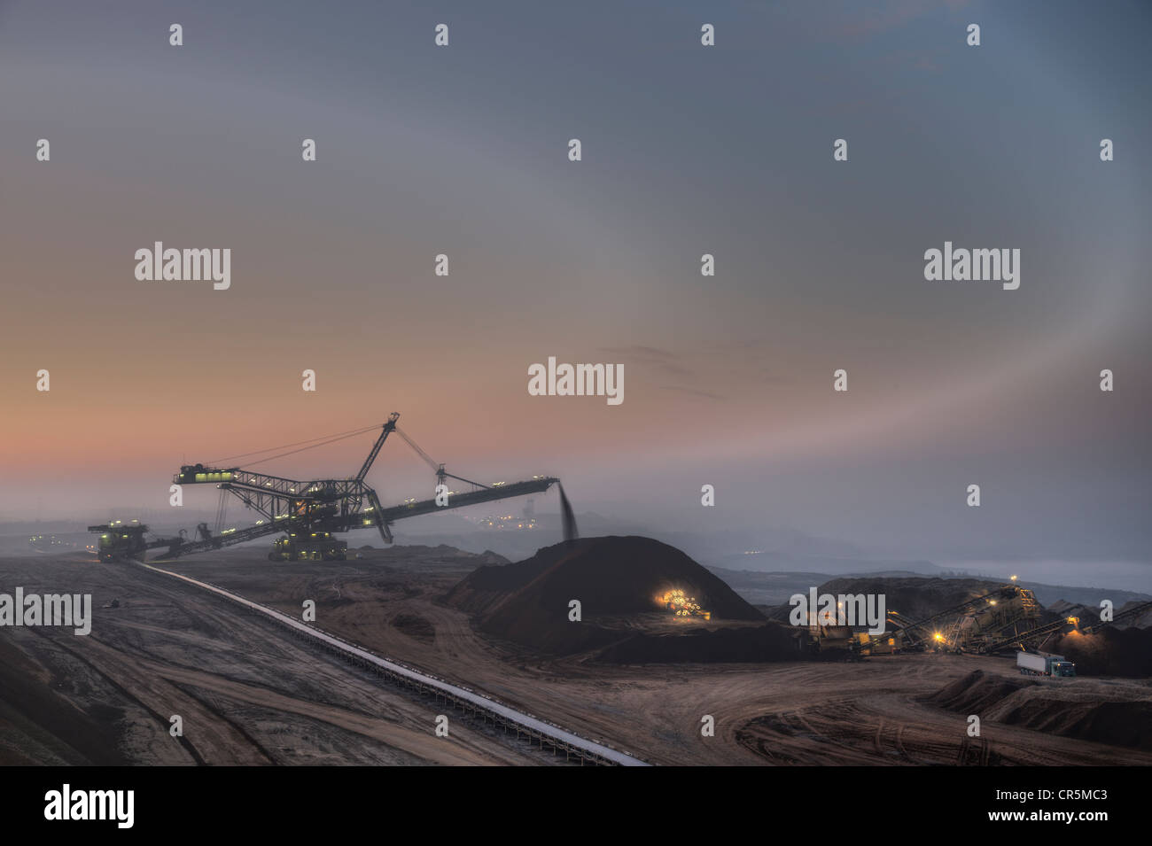 Weather front passing over open-cast lignite mine, Garzweiler, North ...