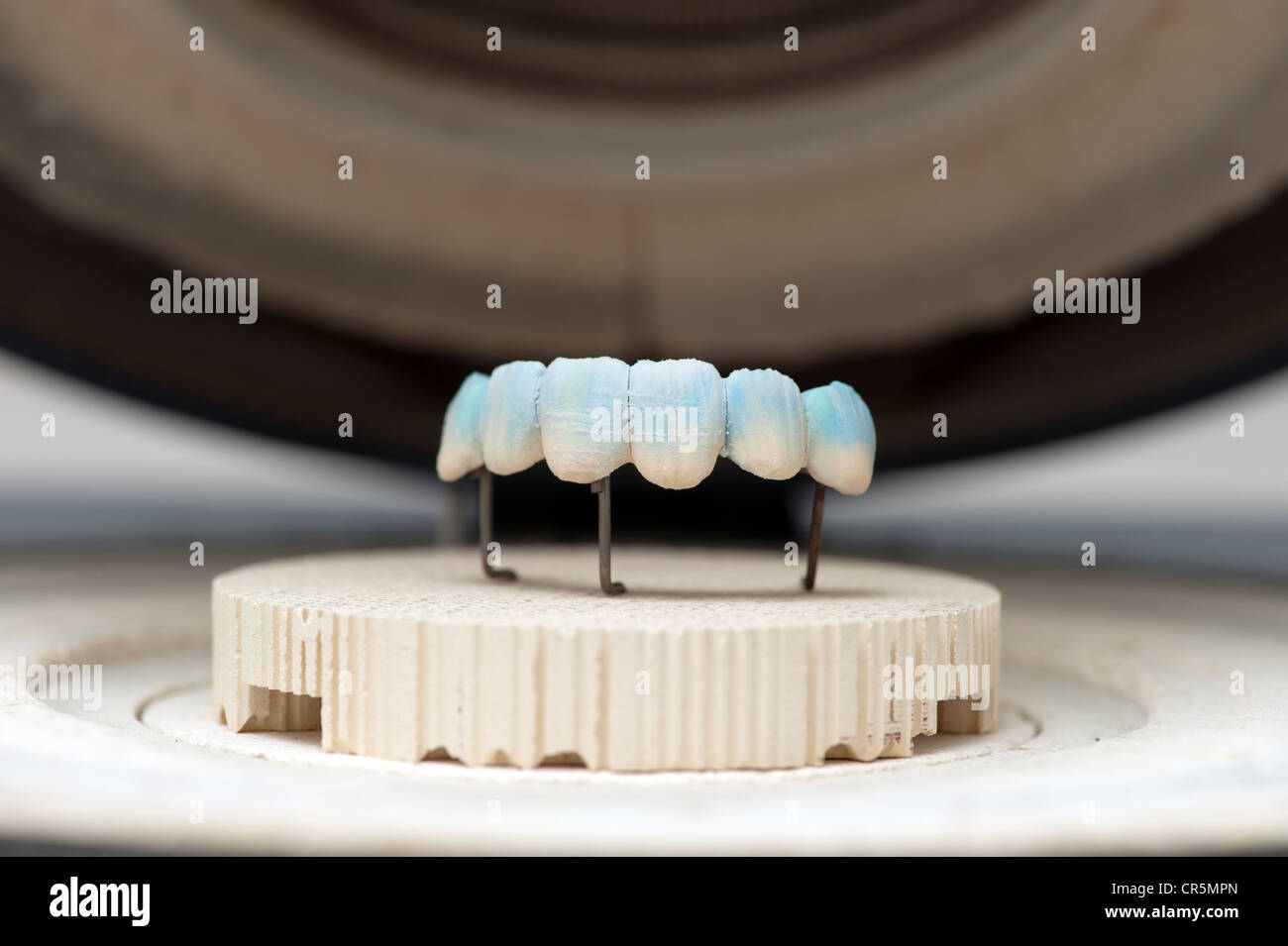 Unfired ceramic crowns in the kiln Stock Photo - Alamy