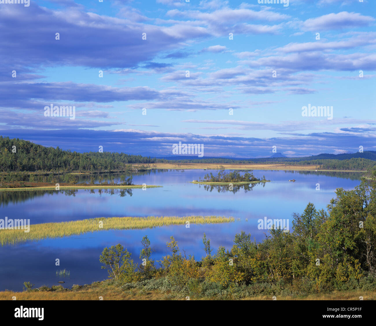 View over Lake Sebu at Vestfjellveien near Lenningen, Oppland, Norway ...