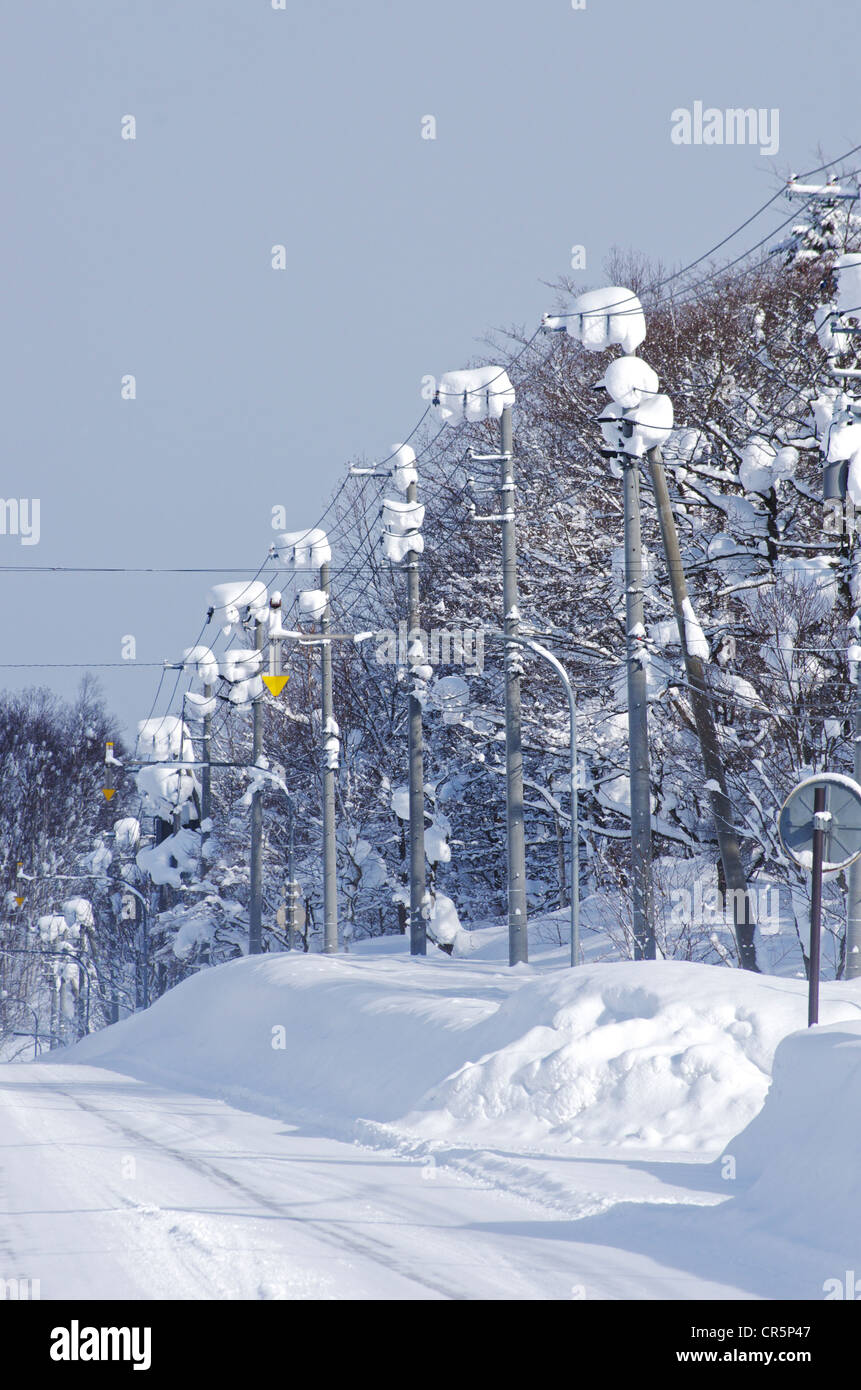 Snow on Powerline Stock Photo - Alamy