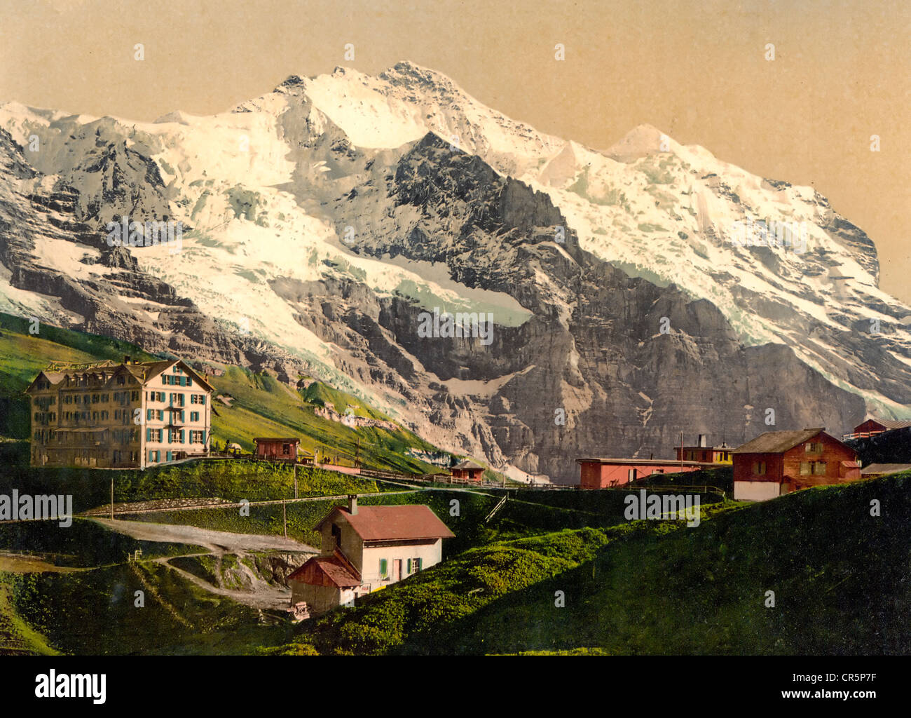 Jungfrau and Scheidegg, Bernese Oberland, Switzerland, circa 1900 Stock ...