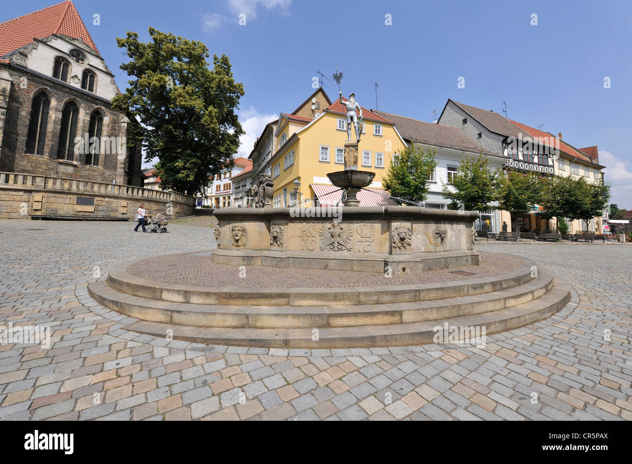 Fountain at the Bach Church in Arnstadt, Thuringia, Germany, Europe ...
