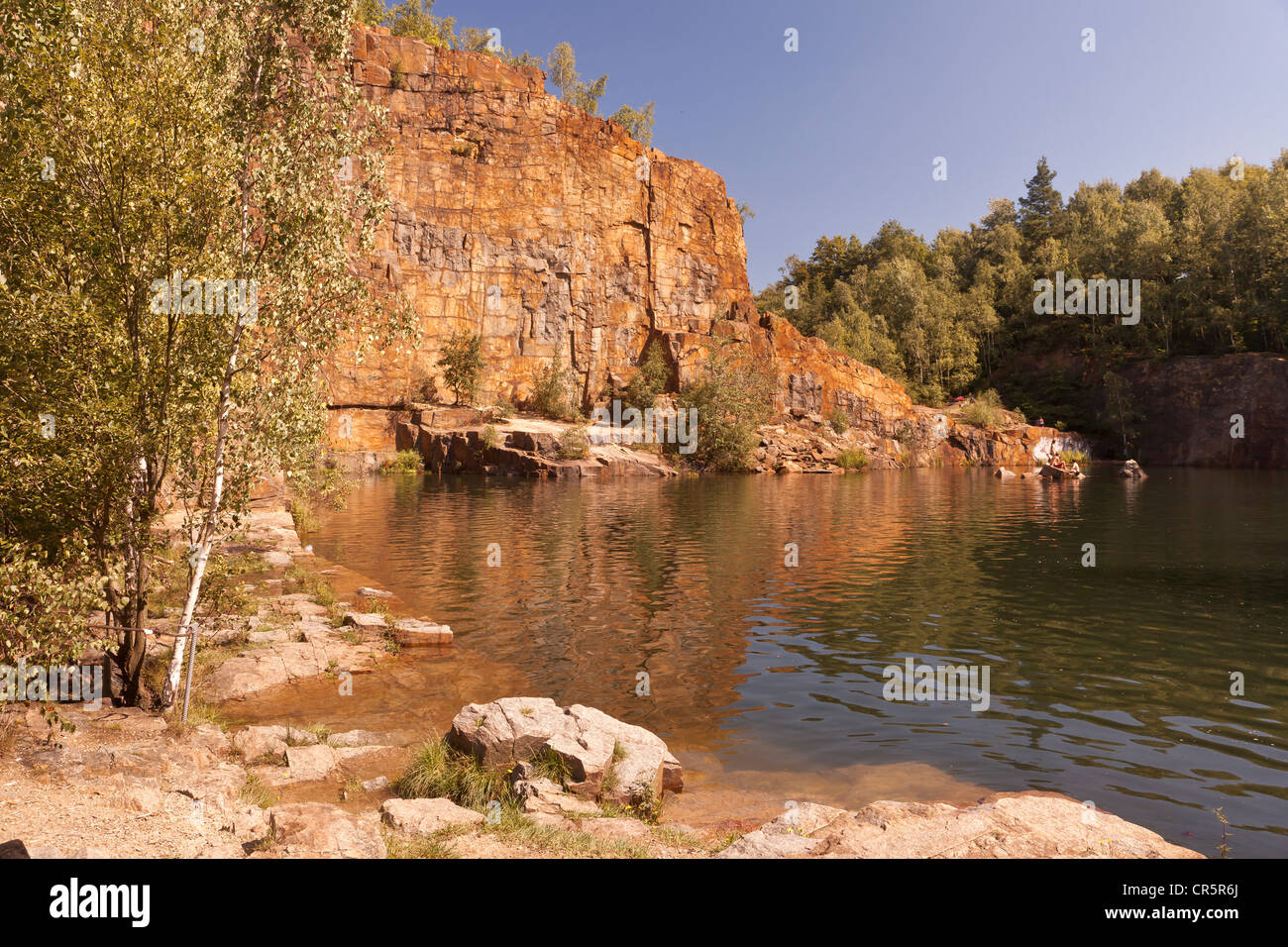 Quarry at the Hochstein, Koenigshainer Berge, mountain range, granite ...
