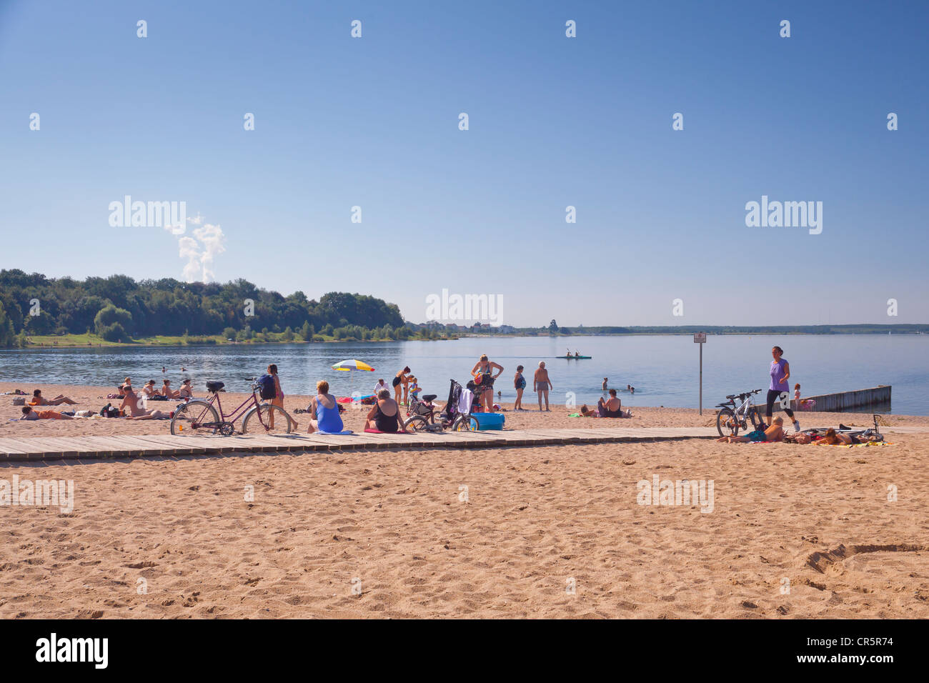 Cospudener See, lake, Nordstrand beach near Leipzig, Saxony, Germany ...