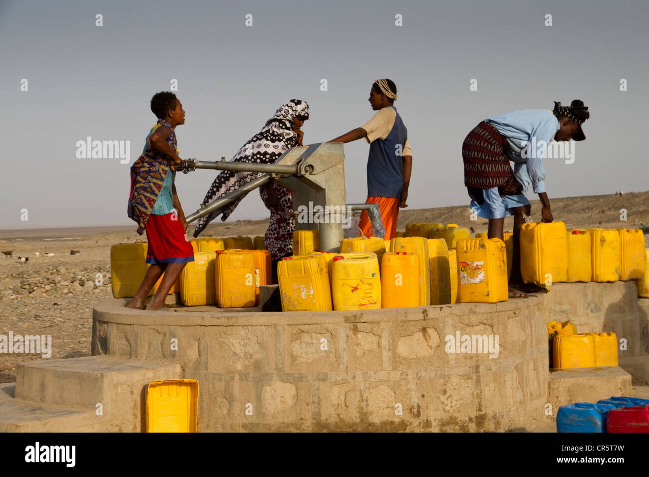 Afar women at the well, Afar village of Hamed Ale, Danakil Depression ...