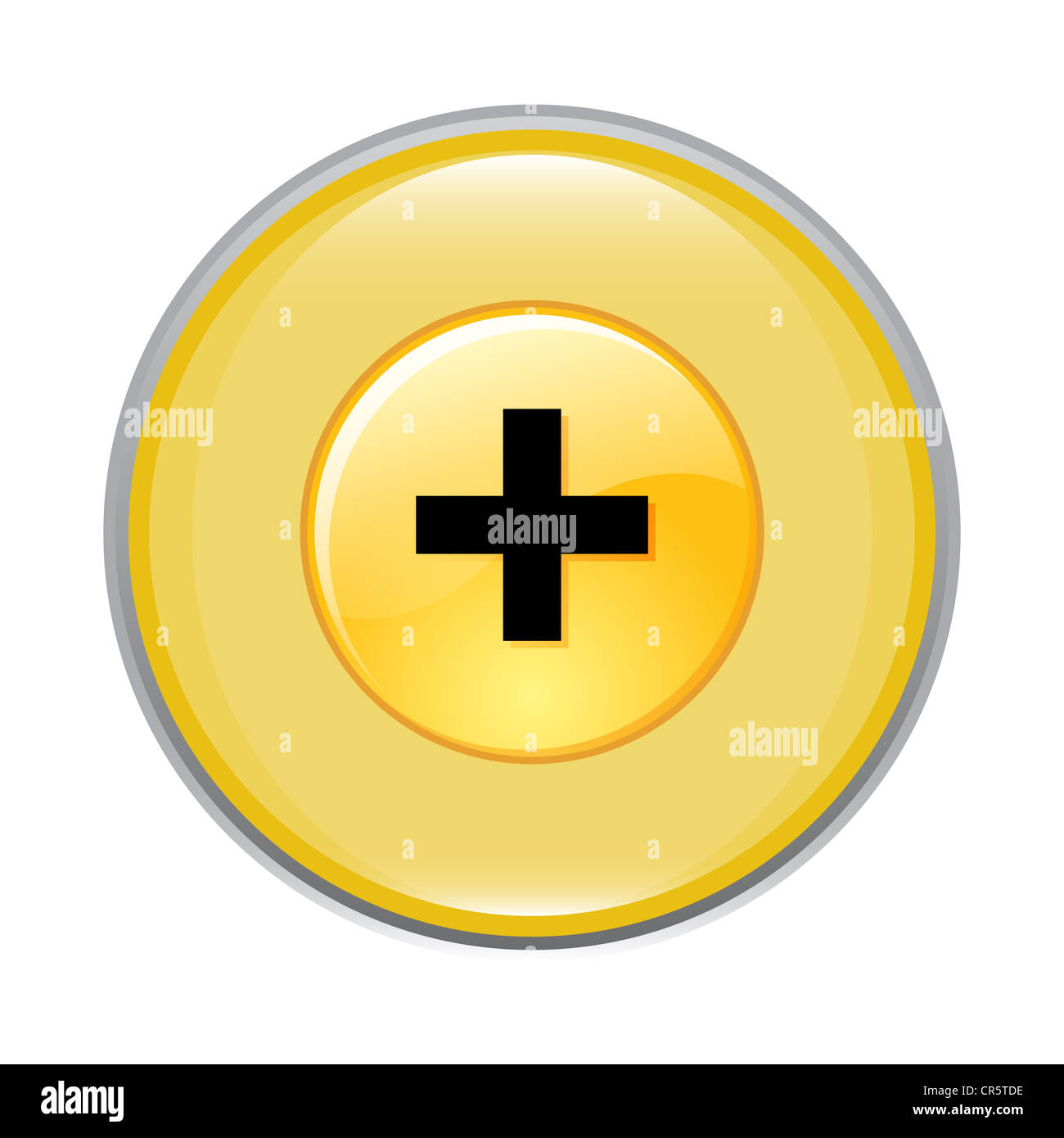 Yellow plus icon Stock Photo - Alamy