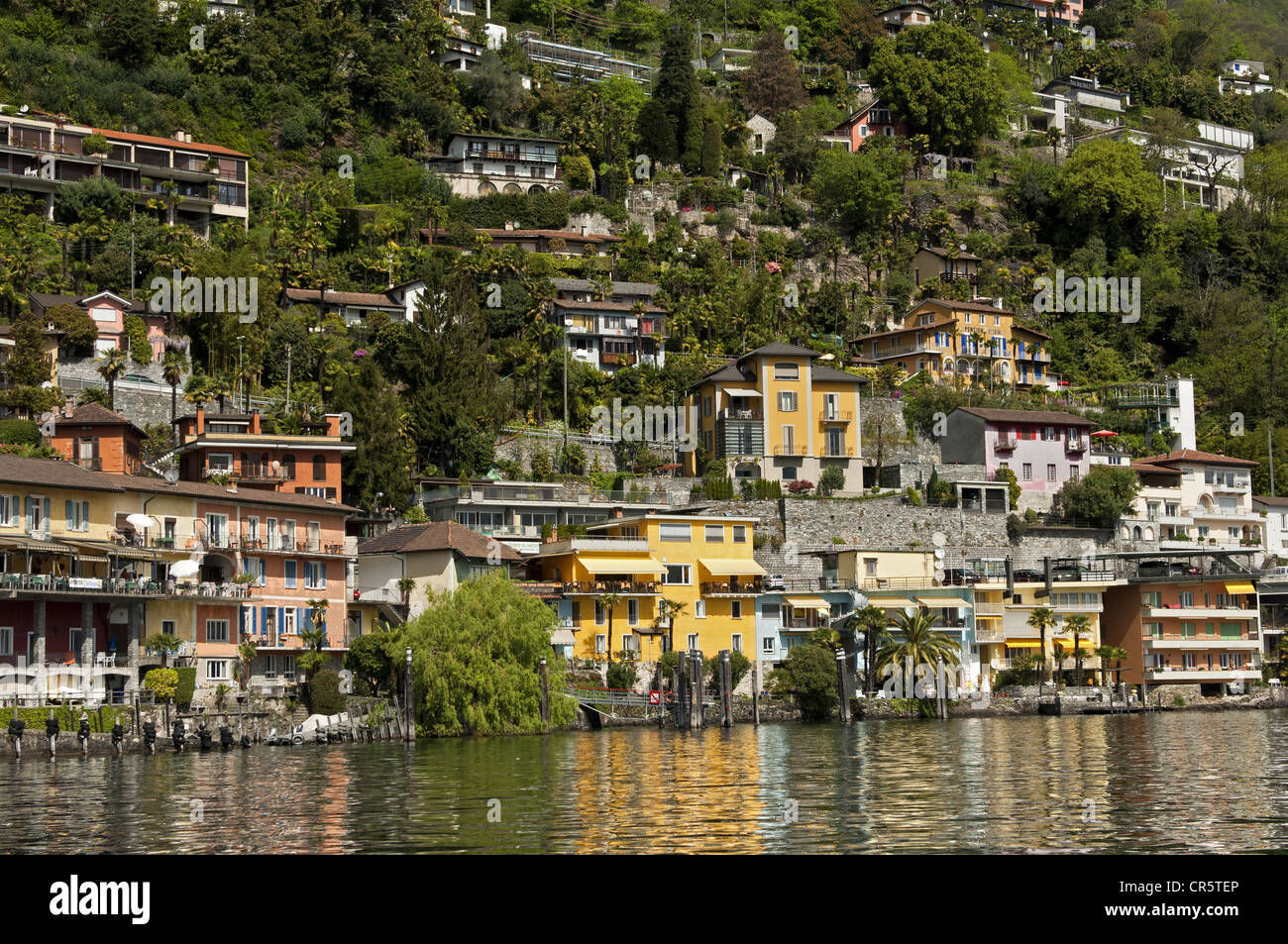 Village of Ronco sopra Ascona on the shore of Lake Maggiore, Ticino ...