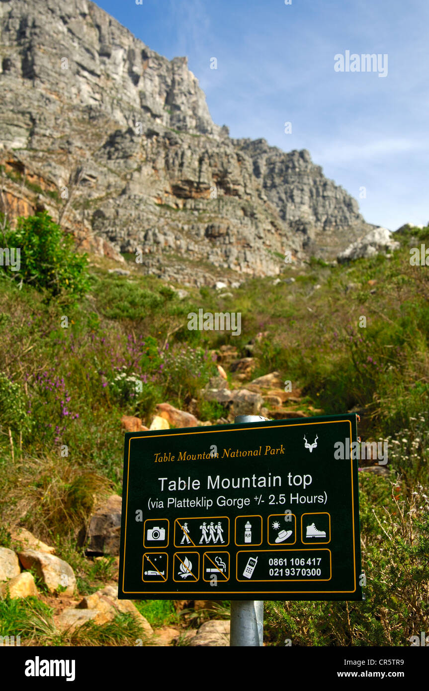 Information sign providing advice for the ascent to the top of the ...