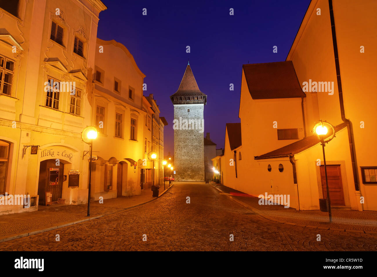 Masaryk square in the historic town of Znojmo at night, Znojmo, South ...