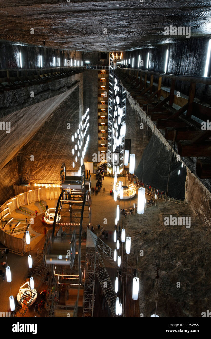 Salina Turda salt mine with a view over Mina Rudolf and the amusement ...