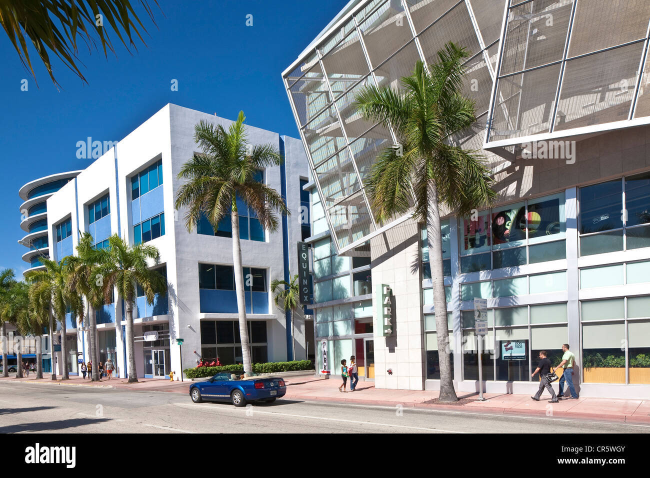 United States, Florida, Miami Beach, South Beach, convertible car on ...