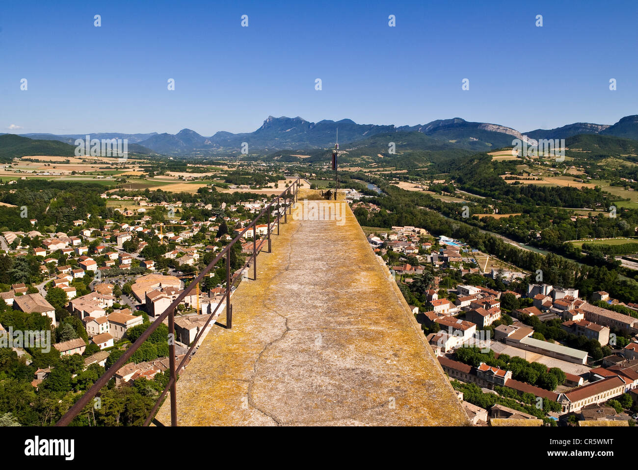 France, Drome, view from the 52 m of Crest Medieval Tower on the Drome ...