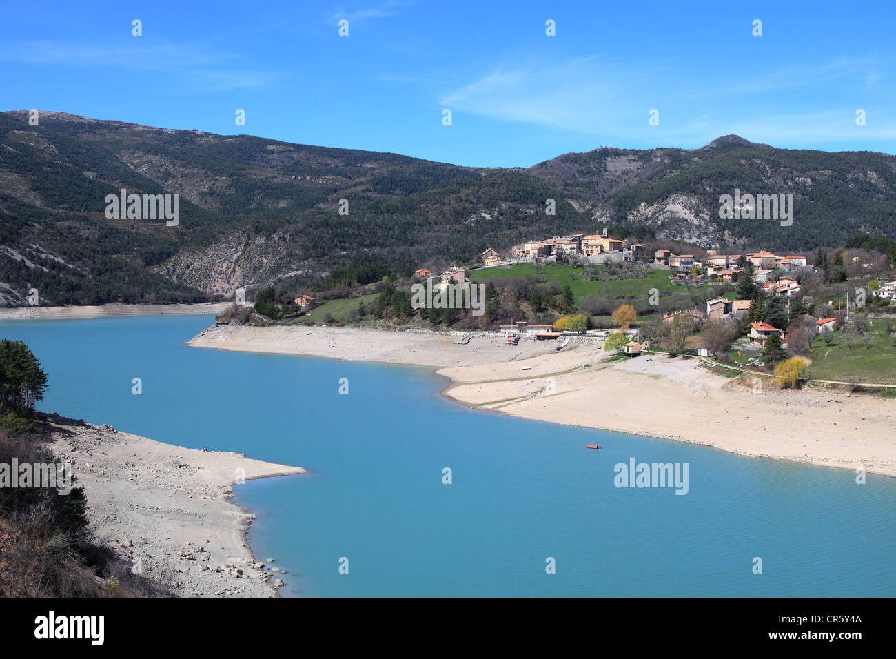 The lake of Castillon Stock Photo - Alamy
