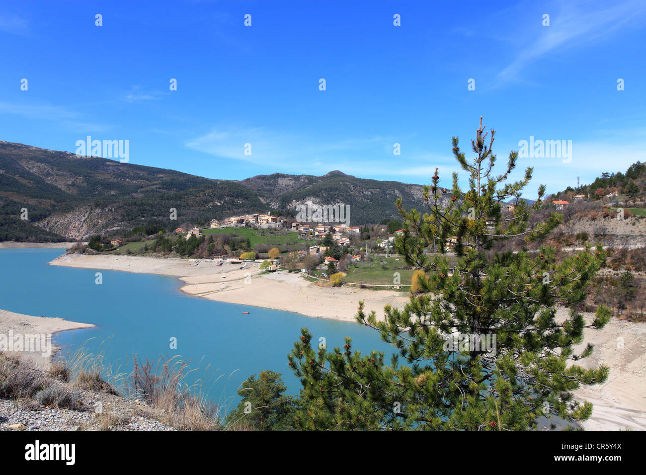The lake of Castillon Stock Photo - Alamy