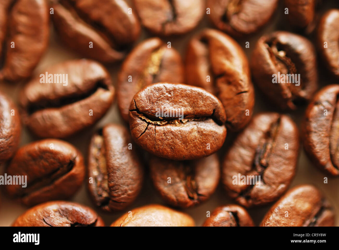 Coffee beans closeup, top view Stock Photo - Alamy
